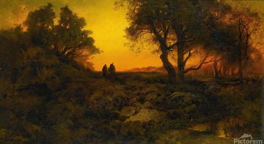 Twilight Landscape [Flight into Egypt] [1878] by Thomas Moran [1837 ...